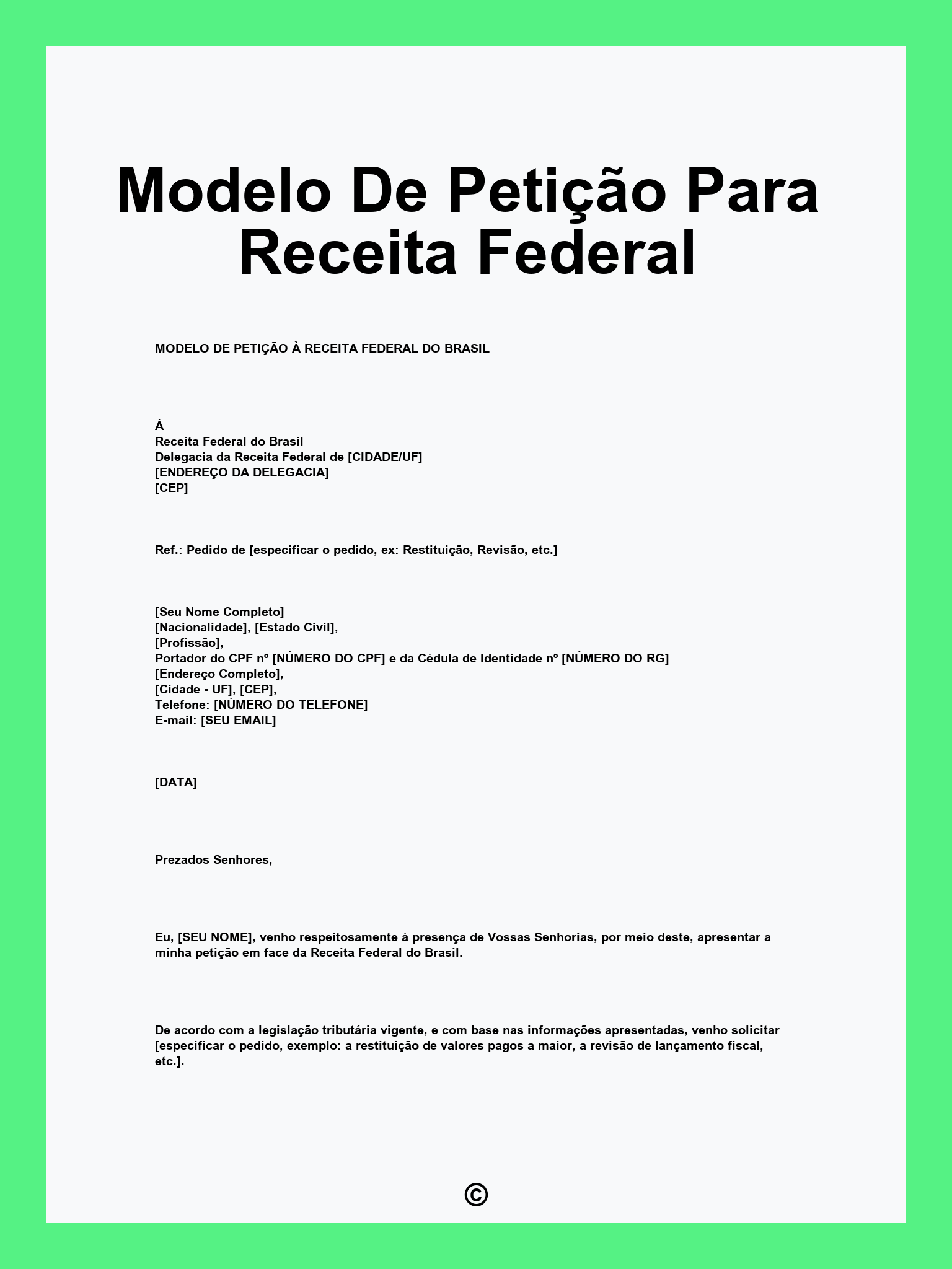 Modelo De Petição Para Receita Federal